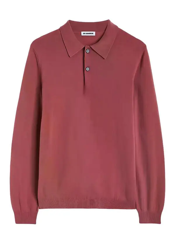 JIL SANDER Lightweight Cashmere Blend Polo Sweater - Red