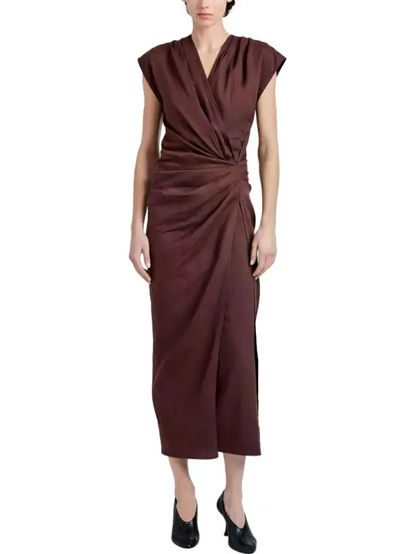 Proenza Schouler Bettina Dress In Eco Stretch Viscose Linen - Brown