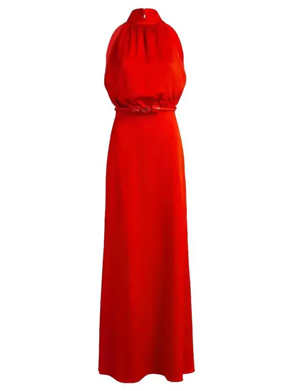 Silvia Tcherassi Damara Belted Halterneck Maxi Dress - Orange