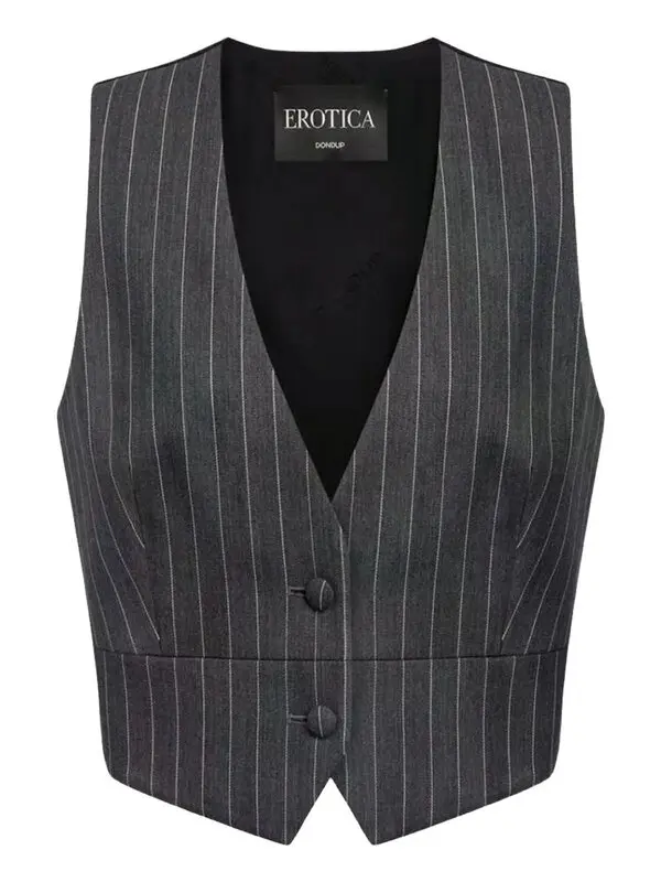 DONDUP Pinstripe V-neck Waistcoat - Grey