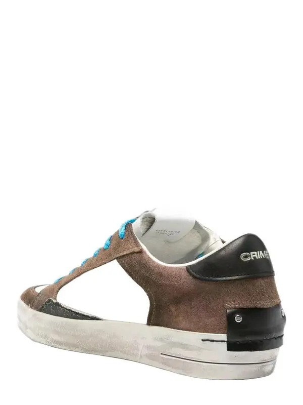 CRIME LONDON Sk8 Deluxe Distressed-effect Panelled Sneakers - Brown
