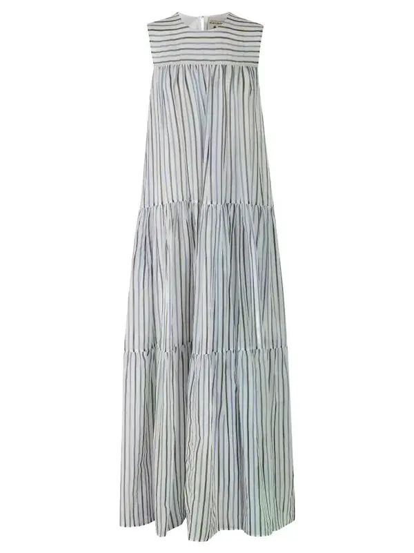 SEMICOUTURE Luigia Striped Tiered Maxi Dress - White