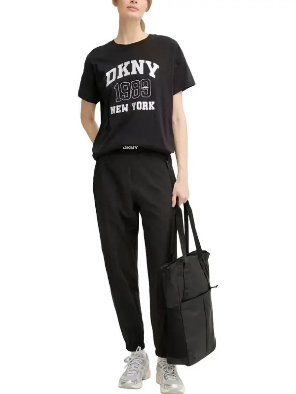 Dkny Logo Waistband Elasticated Cuff Track Pants - Black