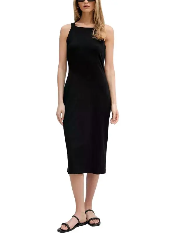 Dkny Logo Strap Sleeveless Midi Dress - Black