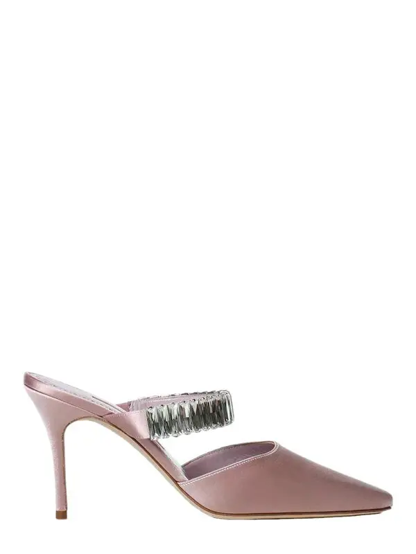 Manolo Blahnik Crystal-embellished Pointed-toe Sandals - Pink