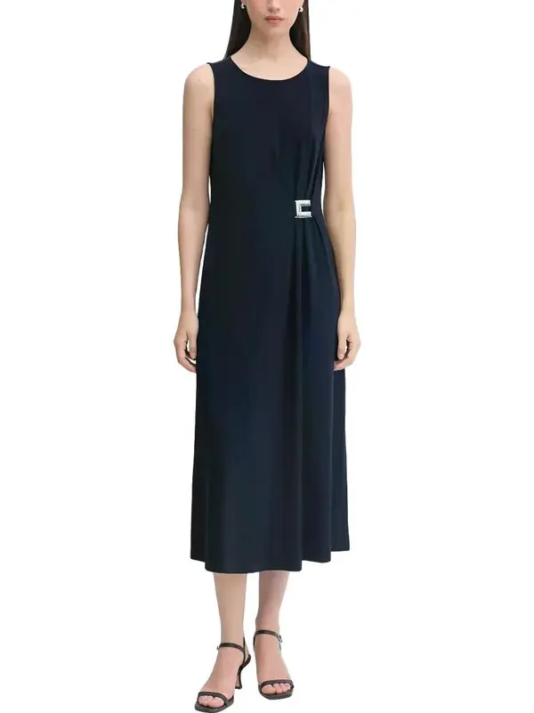 Joseph Ribkoff Sleeveless Midi Dress With Buckle Detail - Blue