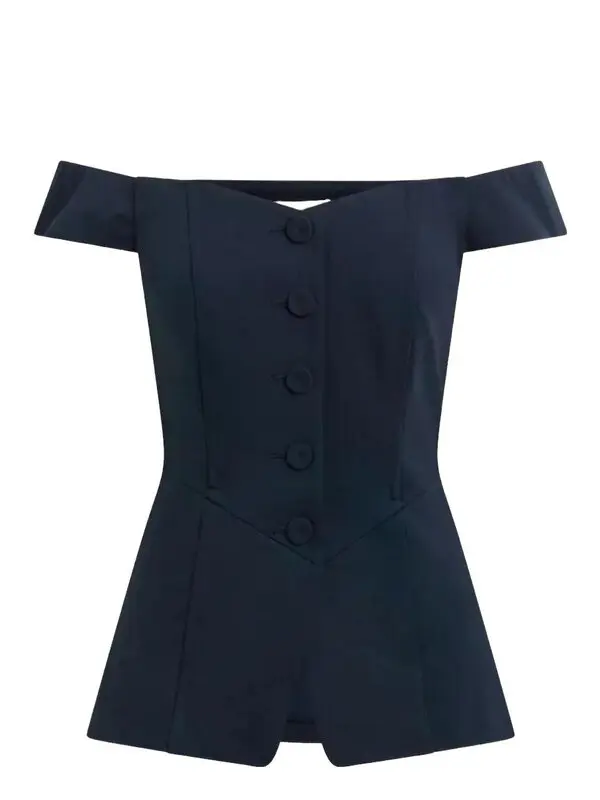 FAVORITE DAUGHTER Off-shoulder Button-down Top - Blue