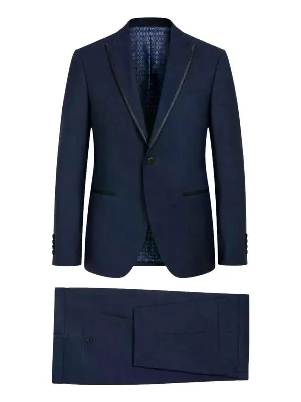 RAMON SANJURJO Satin-trim Single-breasted Suit - Blue