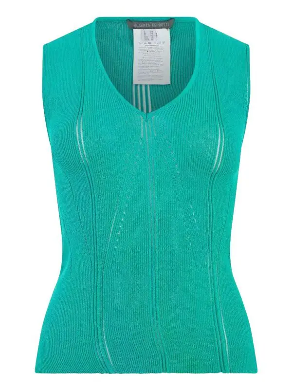 Alberta Ferretti Ribbed-knit Tank Top - Green