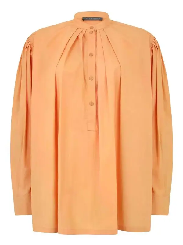 Alberta Ferretti Pleated Long-sleeve Blouse - Orange