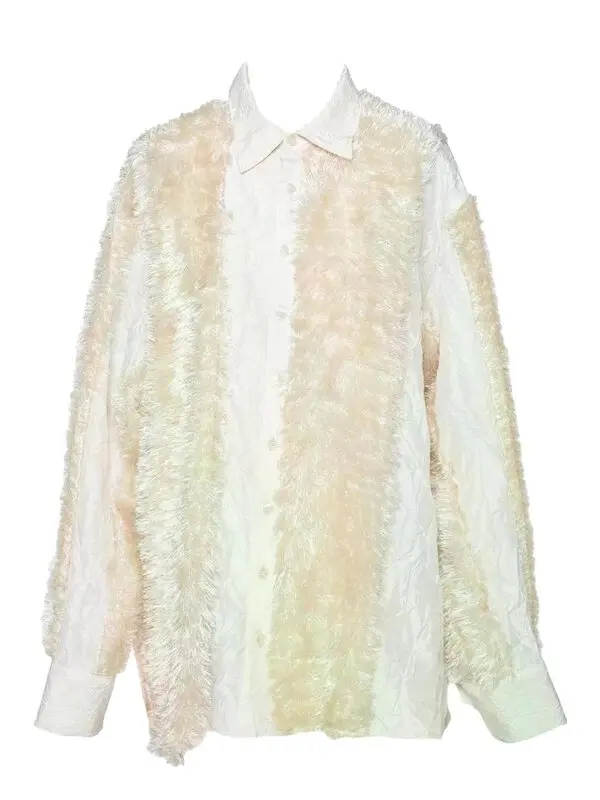 MULLER OF YOSHIOKUBO Crinkled Finish Shirt With Fringe Detailing - Neutrals
