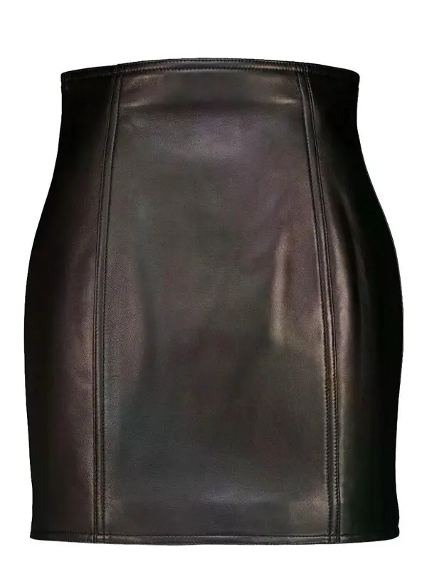 Balmain High-waist Lambskin Mini Skirt - Black