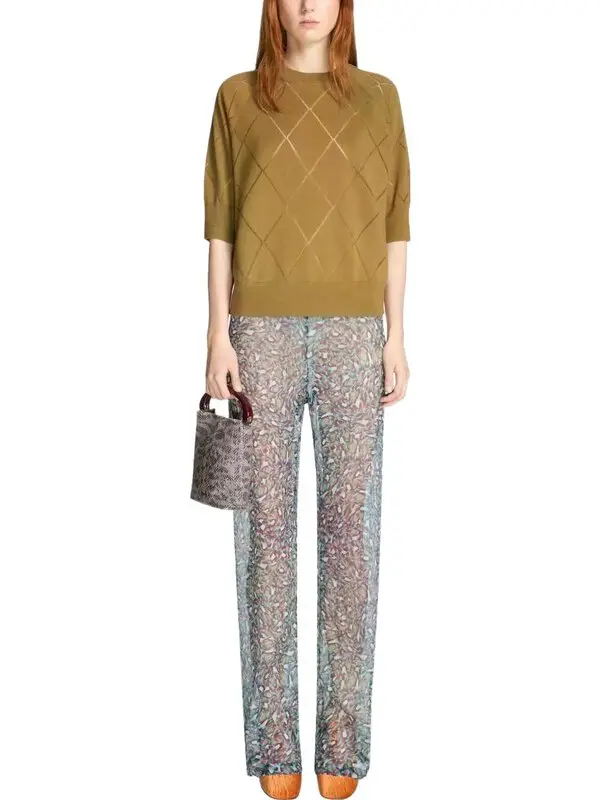 Dries Van Noten Merino Wool Ajoure Stitch Sweater - Brown