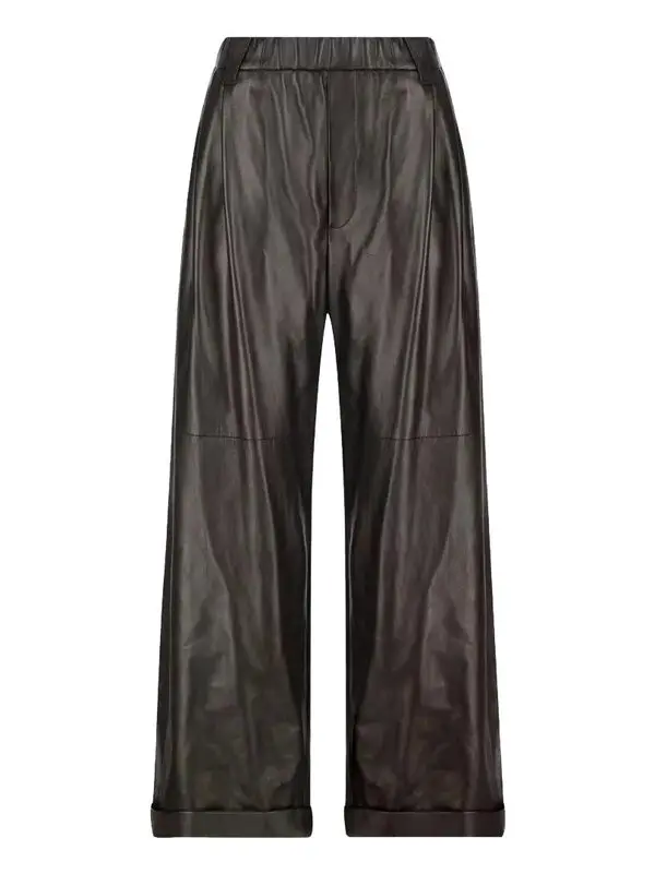 Brunello Cucinelli Nappa Leather Baggy Trousers - Black