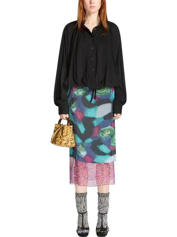 Dries Van Noten Layered Moiré Skirt - Black