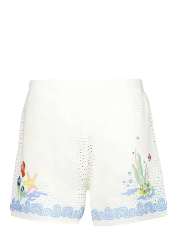 Casablanca Crochet Knit Shorts - White