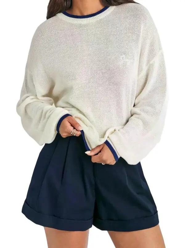 SEROYA Kris Contrast-trim Sweater - Neutrals