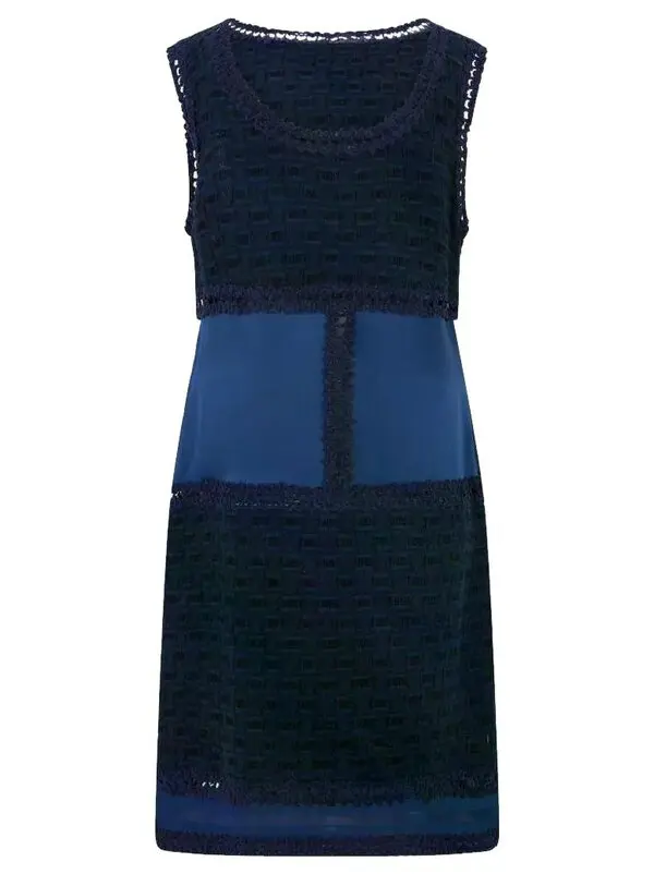 Alberta Ferretti Crochet-knit Color-block Mini Dress - Blue