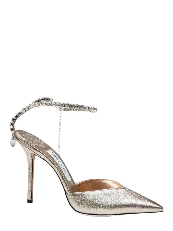 JIMMY CHOO Saeda Crystal-embellished Leather Pumps - Gold