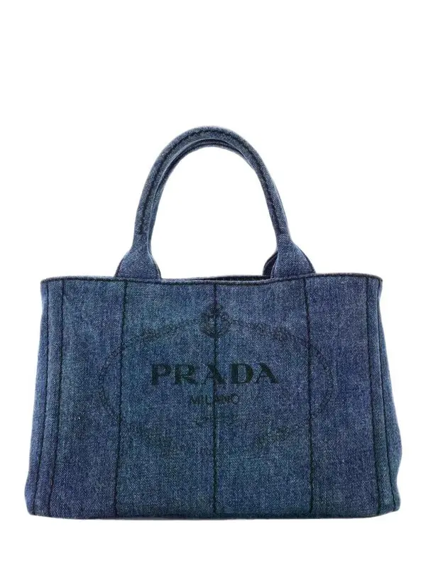 Prada Canapa Convertible Denim Mini Tote Bag - Blue