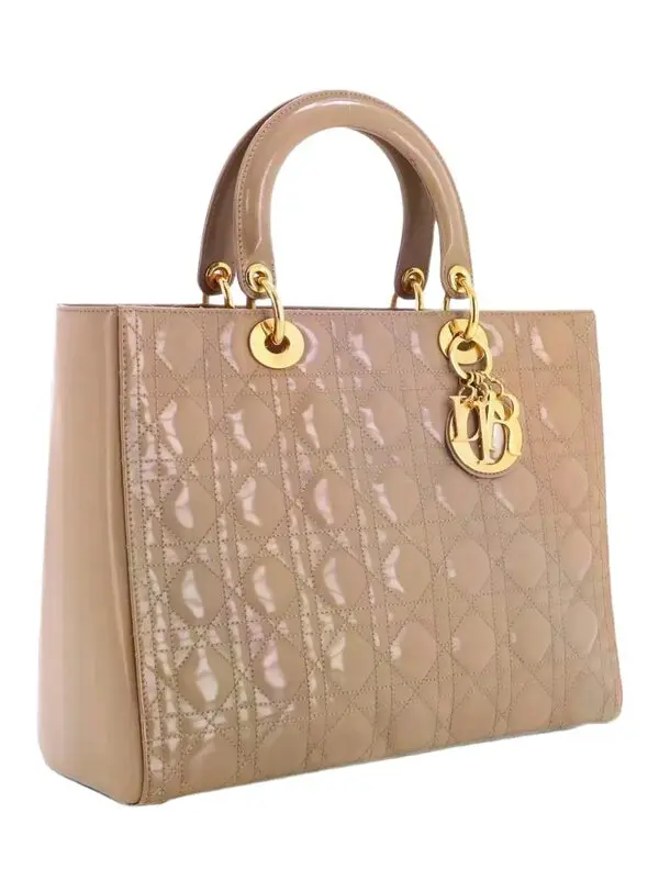 Dior Vintage Lady Quilted Patent Large Satchel - Neutrals
