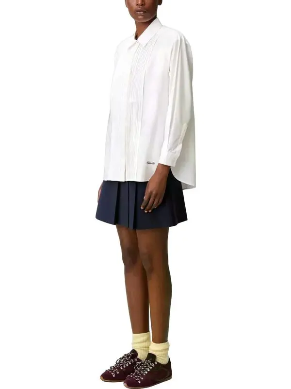 Claudie Pierlot Pleated Bib Long Sleeve Shirt - White