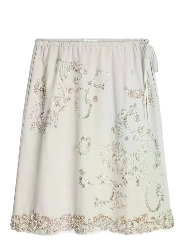 Dries Van Noten Embroidered Midi Skirt - Neutrals