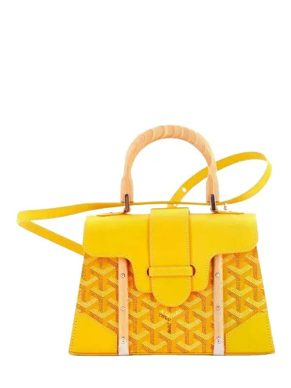 Goyard Structured Saigon Top Handle Bag Coated Canvas With Leather Mini Satchel - Yellow