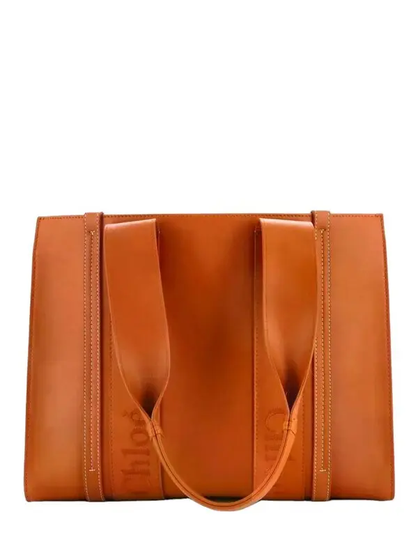 Chloé Woody Leather Medium Tote Bag - Brown