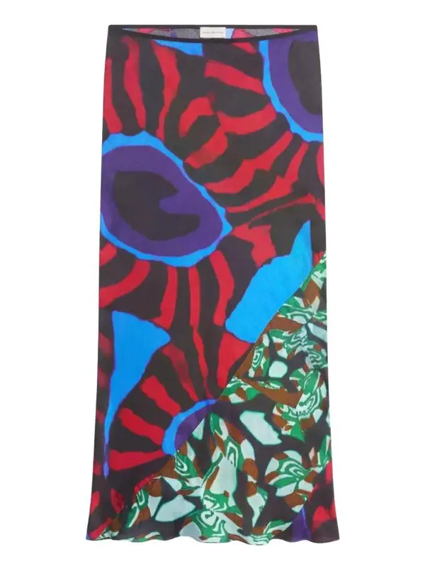 Dries Van Noten Printed Midi Skirt - Black