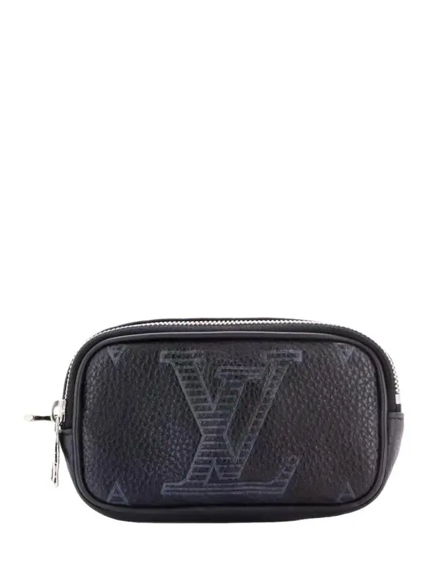 LOUIS VUITTON Signature Pocket Monogram Shadow Giant Taurillon Leather Belt Bag - Black