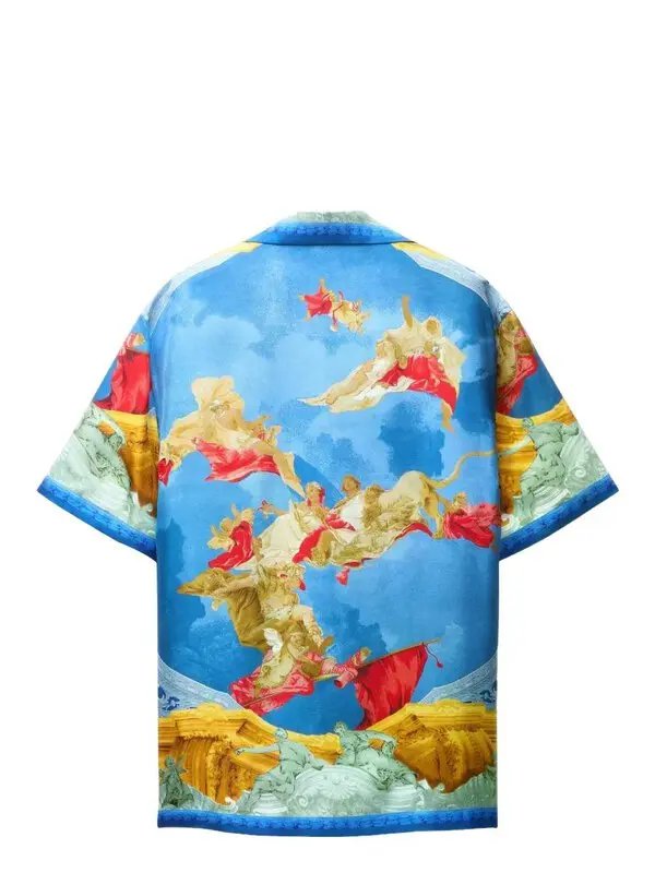 Versace Printed Silk Twill Slim Shirt - Blue