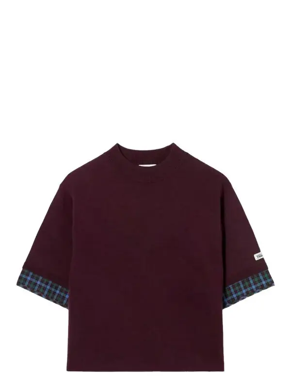 Claudie Pierlot Tartan-trim Short-sleeve Sweater - Red