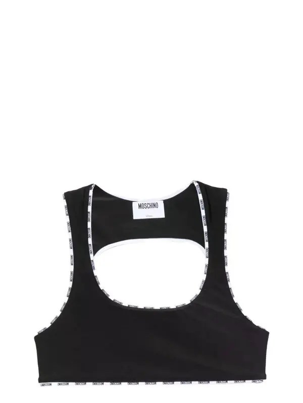 Moschino Logo-trim Cut-out Bra - Black