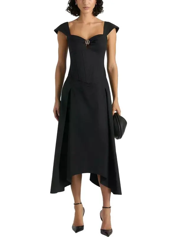 Manière De Voir Maniere De Voir Faith Corset Midi Dress - Black