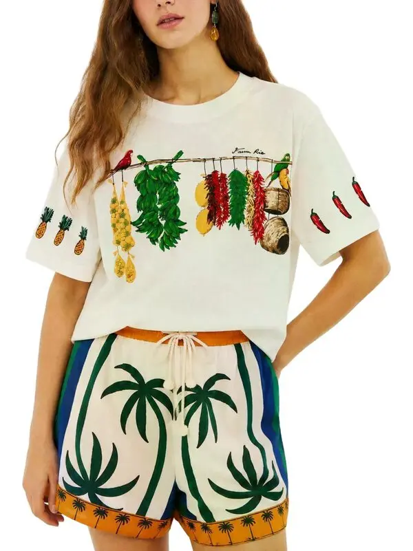 Farm Rio Graphic Print T-shirt - Neutrals