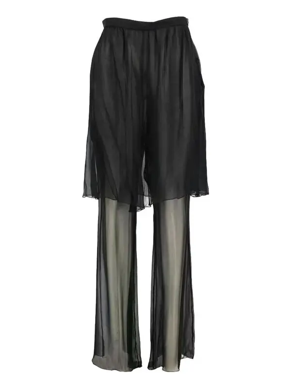 Karl Lagerfeld Silk Layered Wide-leg Trousers - Black