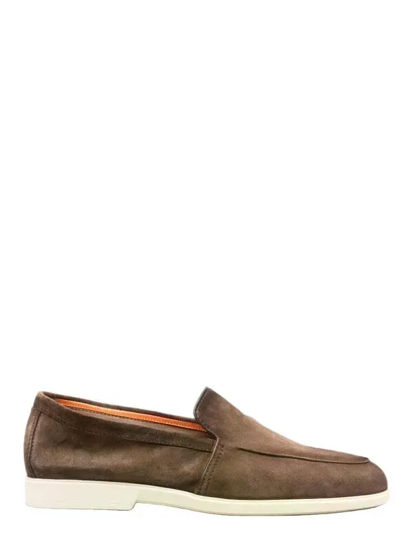 Santoni Suede Slip-on Loafers - Brown