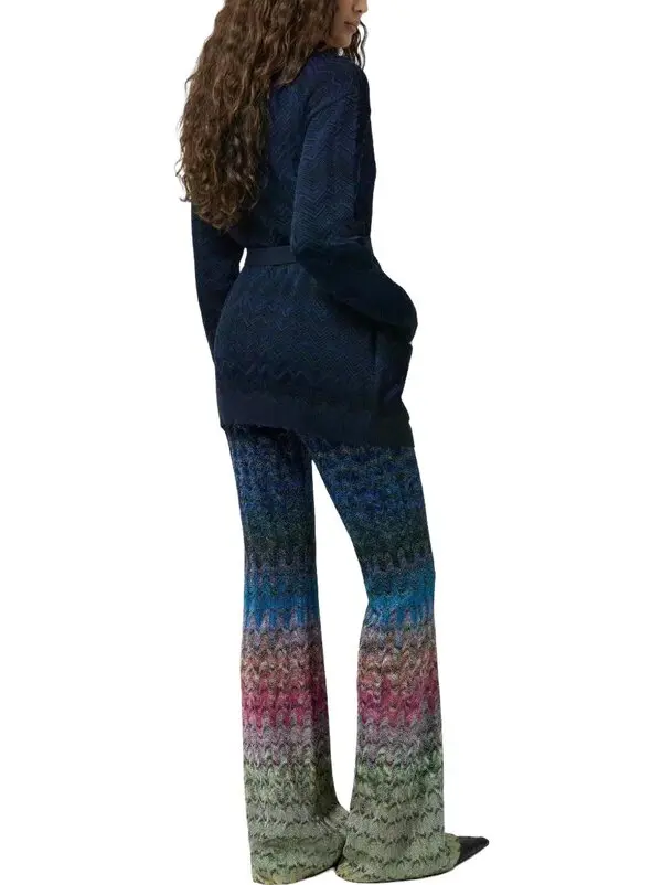 Missoni Zigzag-knit Belted Cardigan - Blue