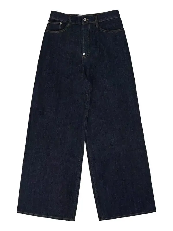 Kenzo Logo Patch Wide Leg Jeans - Blue