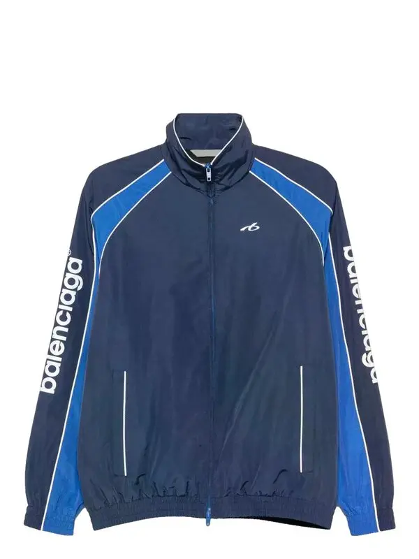Balenciaga Logo-print Panelled Jacket - Blue