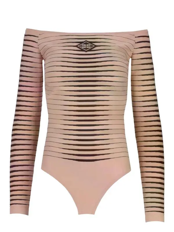 Elisabetta Franchi Striped Off-shoulder Top - Pink
