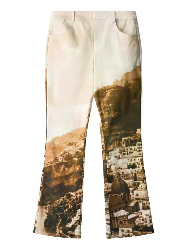 Staud Andie Landscape-print Trousers - Brown