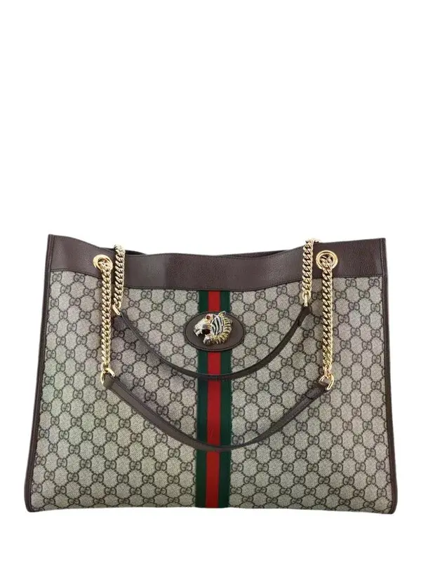 Gucci Rajah Chain Gg Coated Canvas Large Tote Bag - Brown