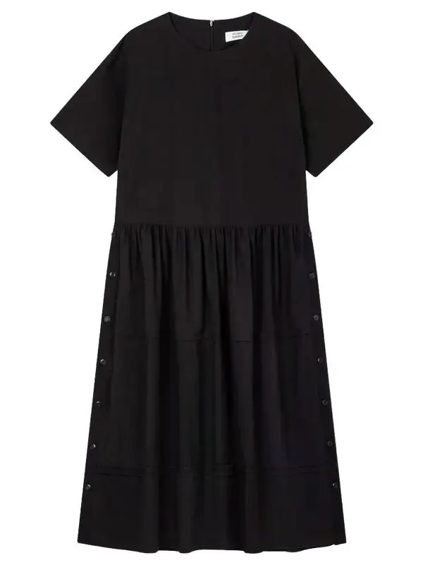 STUDIO TOMBOY Tiered Midi Dress With Button Detail - Black