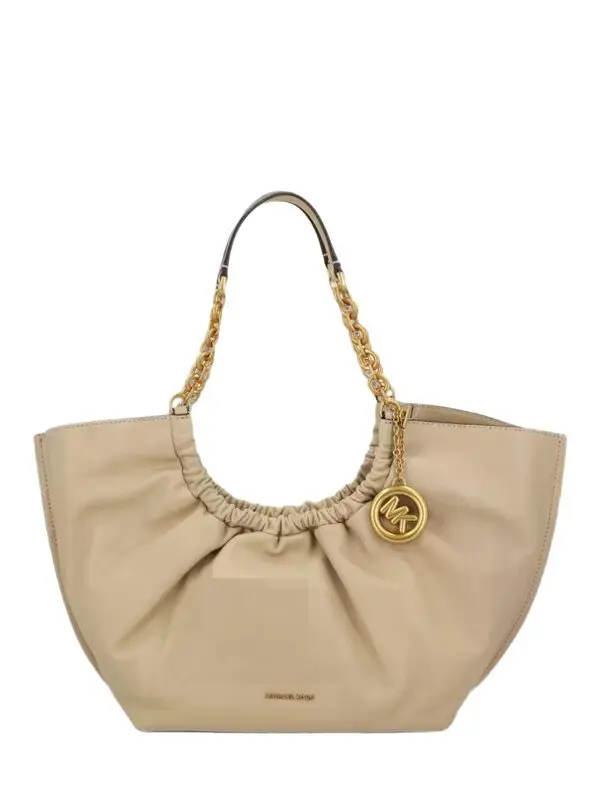 Michael Kors Ruched Tote Bag With Logo Charm - Neutrals