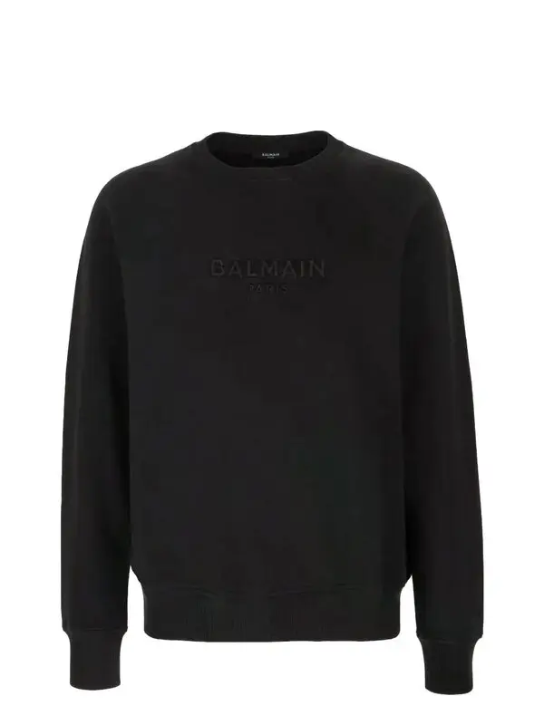 Balmain Embroidered Logo Cotton Sweatshirt - Black