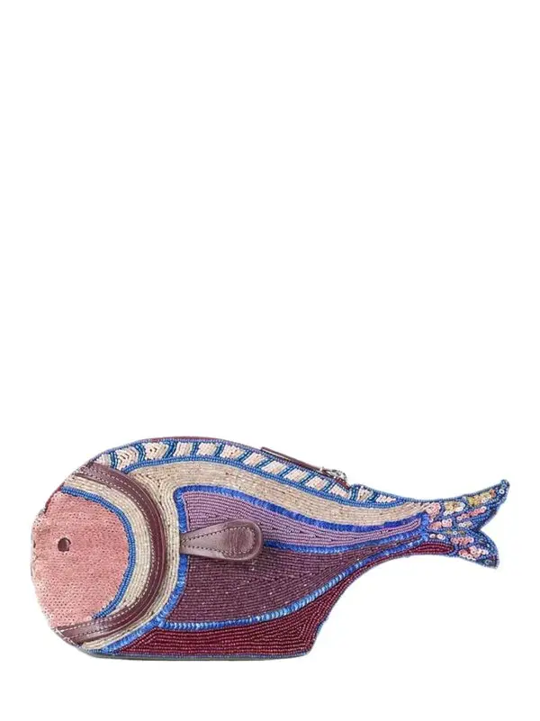 Staud Embellished Fish Clutch Bag - Purple