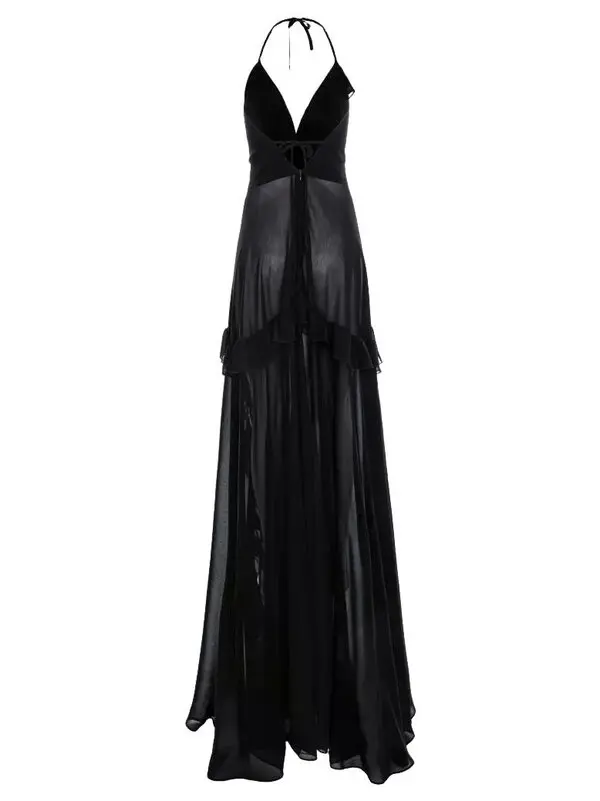CUANNA Luna Ruffled Maxi Dress - Black