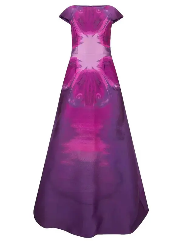 Alberta Ferretti Gradient Effect Cap Sleeve Maxi Dress - Purple